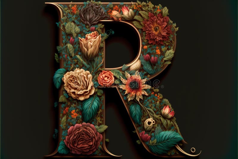 Letter R Flower Pattern, Created with Generative AI Technology Stock ...