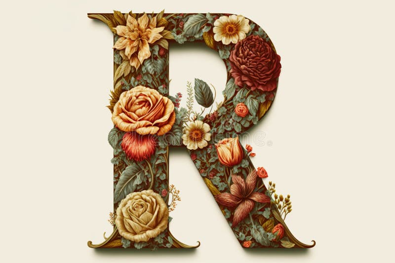 Letter R Flower Pattern, Created with Generative AI Technology Stock ...