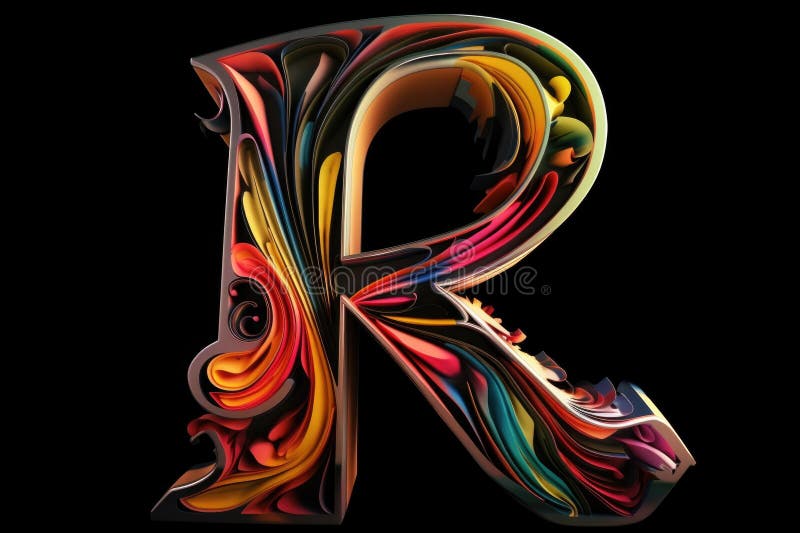 Letter R, Graffiti Style, on Black Background Stock Photo - Image of ...