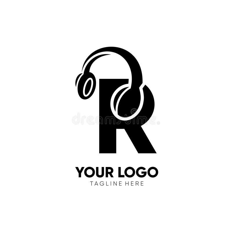 Letter R Headphone Logo Design Vector Icon Graphic Illustration Emblem ...