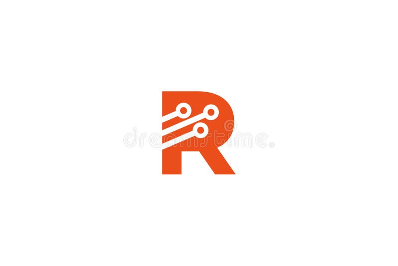 Letter R High Tech Logo Design . Letter R with a Network Element Stock ...