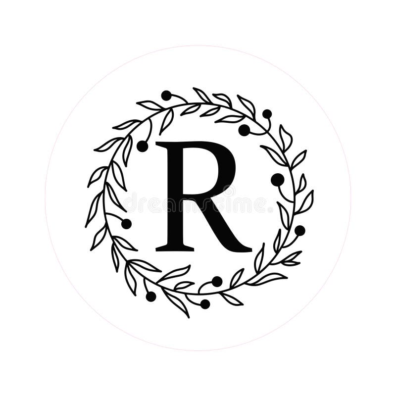 Letter "R" Initials with Round Floral Frames, Vector Monogram Logo ...