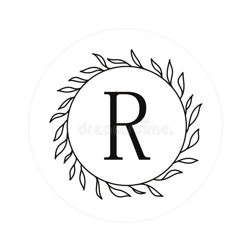 Letter "R" Initials with Round Floral Frames, Vector Monogram Logo ...