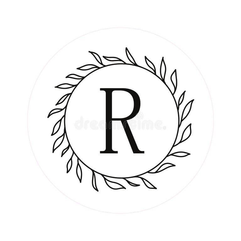 Letter "R" Initials with Round Floral Frames, Vector Monogram Logo ...