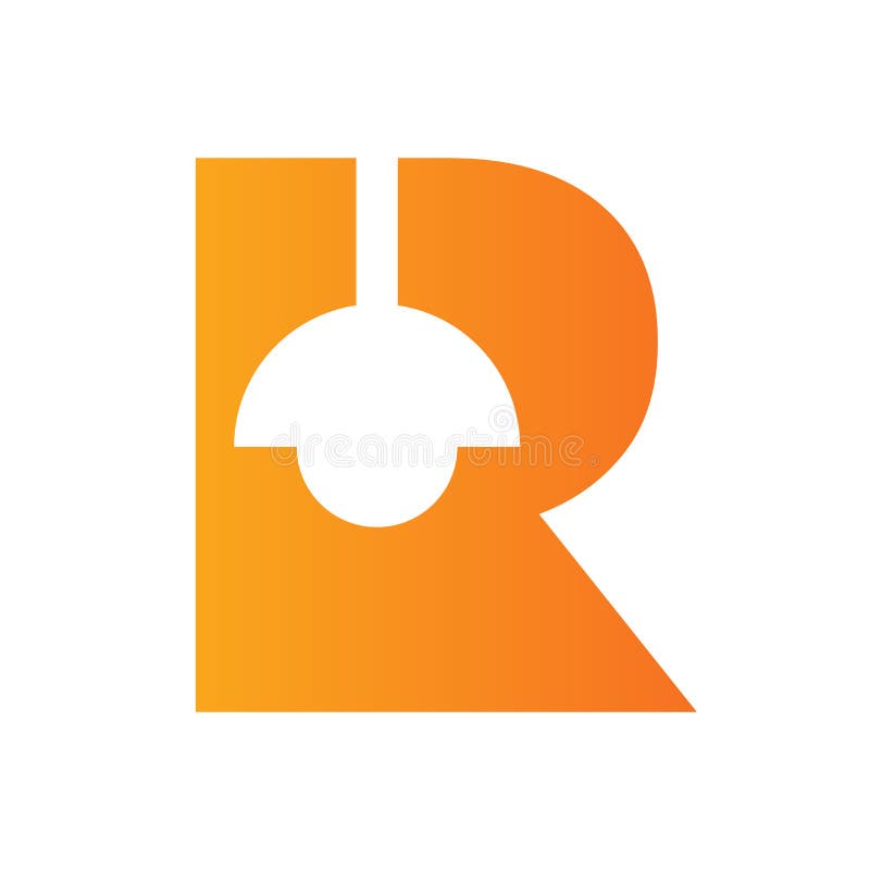 Letter R Lamp Logo Combined with Hanging Lamp Vector Template Stock ...