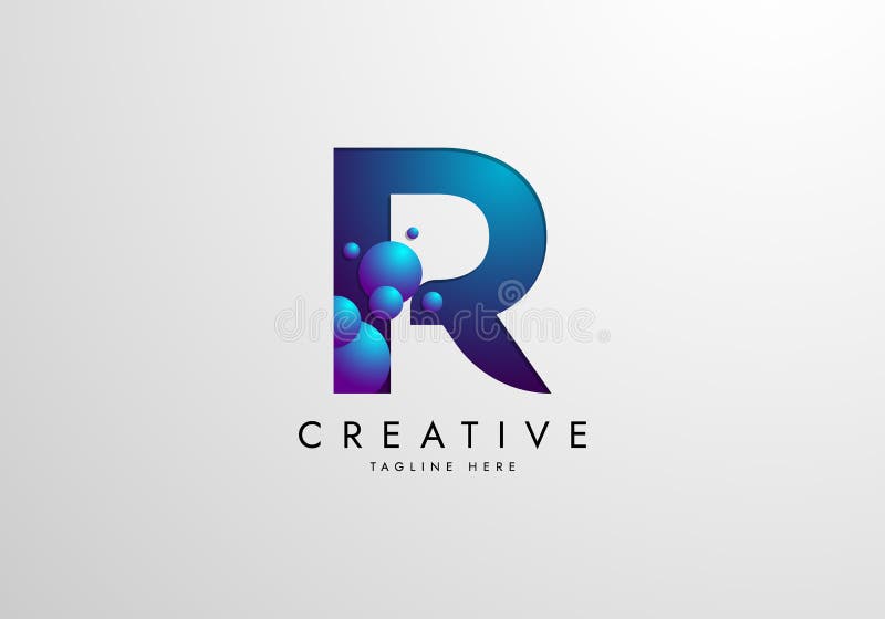 Letter R Logo Combined with Gradient Colored Bubbles Stock Vector ...