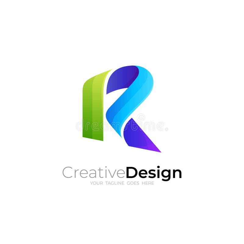 Letter R Logo with 3d Colorful Design, Modern Logos Stock Vector ...