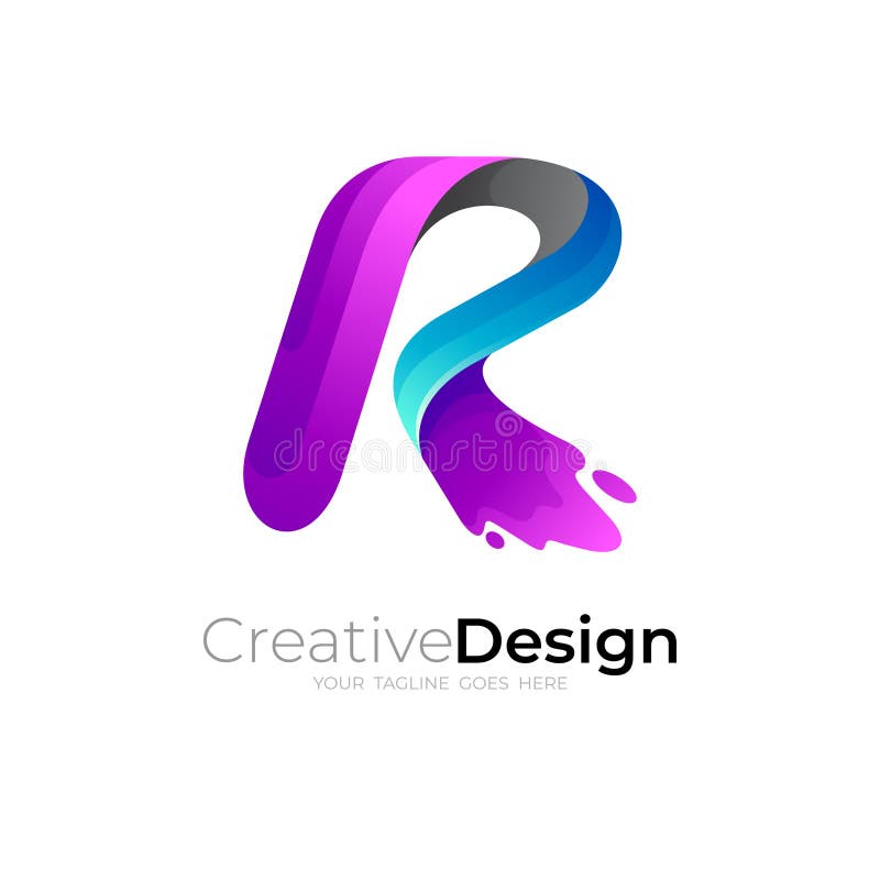 Letter R Logo Design 3d Colorful Logo Stock Vector - Illustration of ...