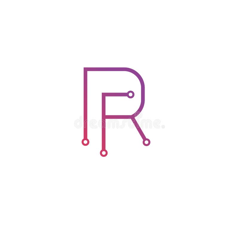 Initial Letter R for Technology Logo Design Stock Vector - Illustration ...
