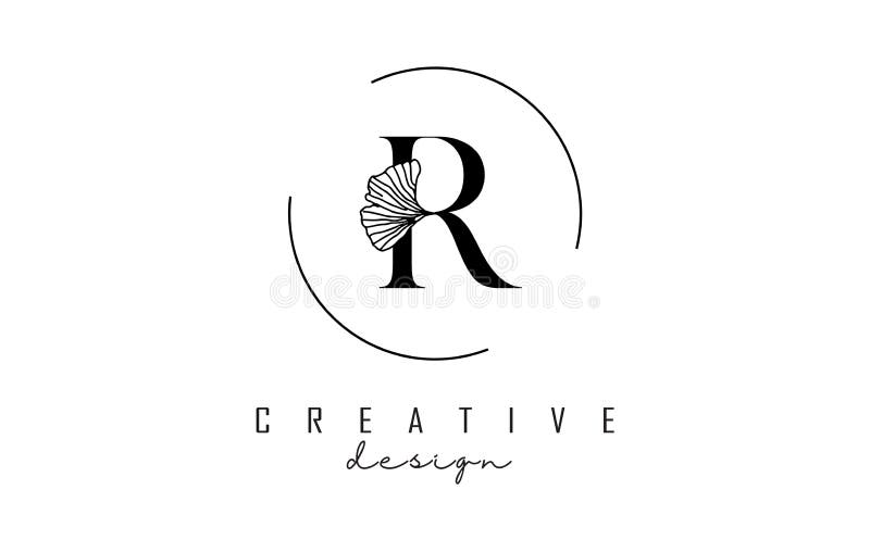 Letter R Logo Design with Uppercase, Leaf Detail and Circle Frame ...