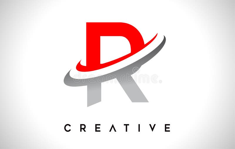 Letter R Logo. R Letter Design Vector with Red Gray Swash Vector Stock ...