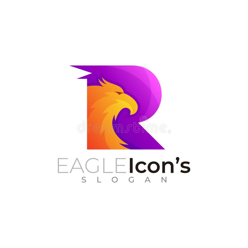 Letter R Logo with Eagle Design Vector, 3d Colorful Stock Vector ...