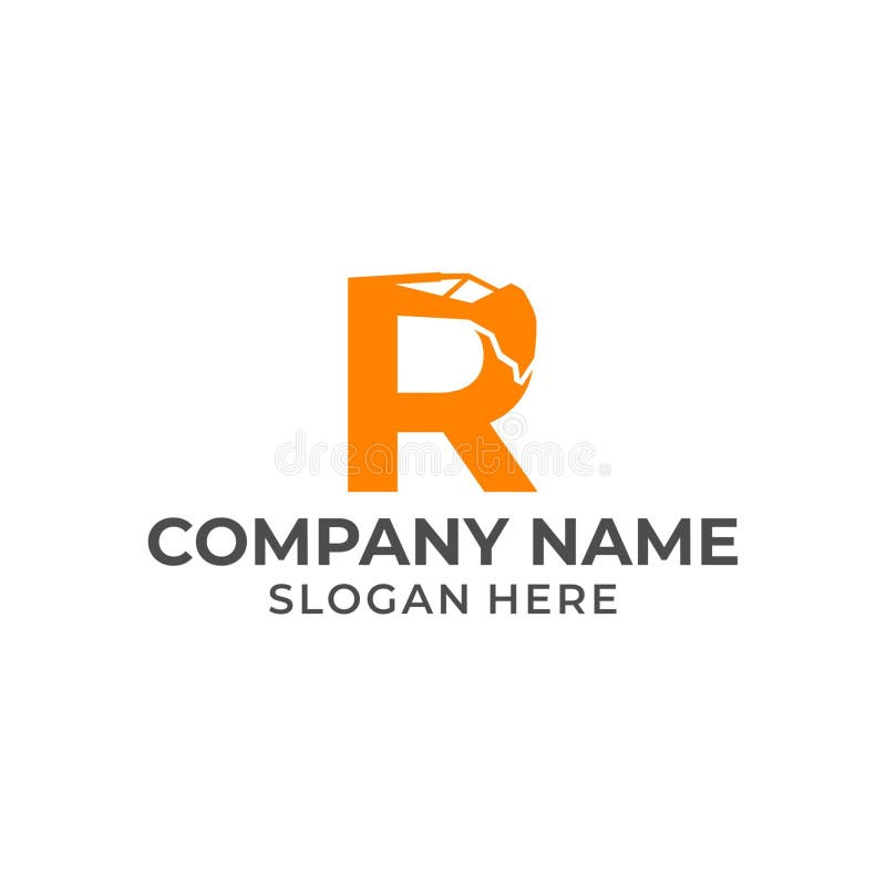 Letter R Logo with Excavator Arm. R Excavator Logo Template, Hydraulic ...