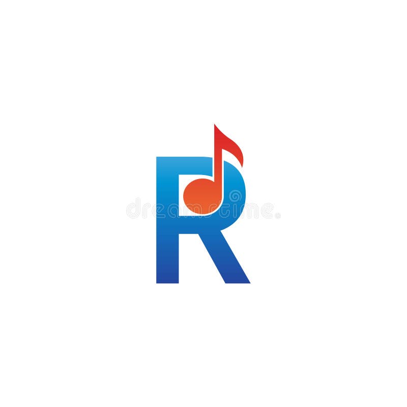 Letter R Logo Icon Combined with Note Musical Design Stock Vector ...
