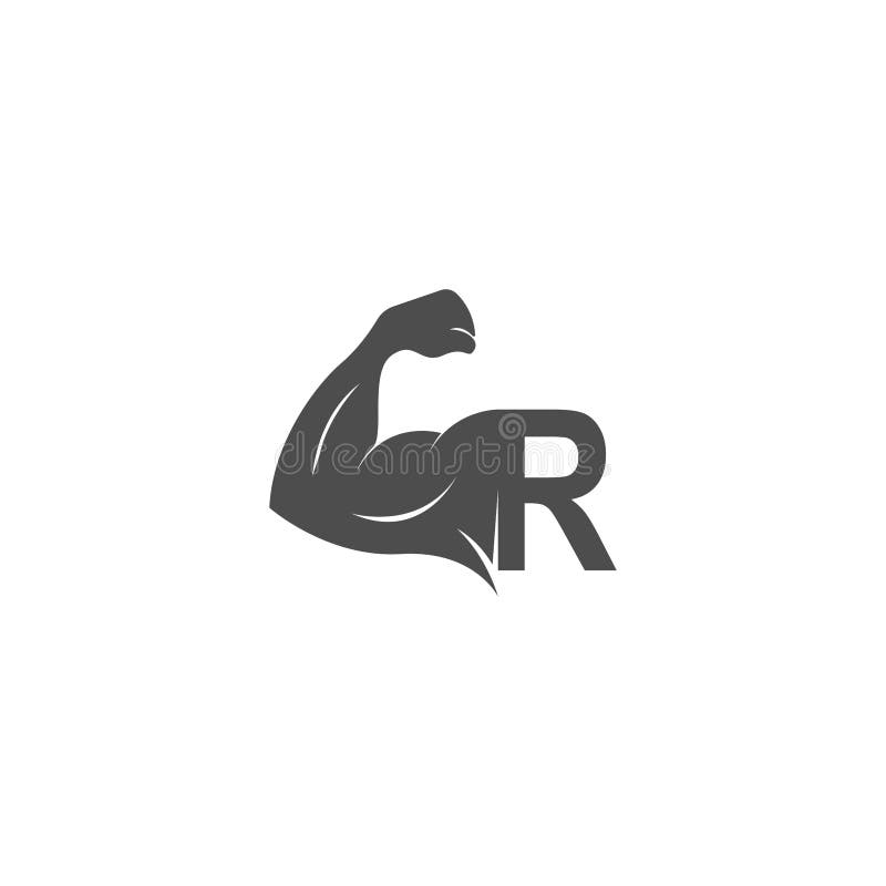 Letter R Logo Icon with Muscle Arm Design Vector Stock Vector ...