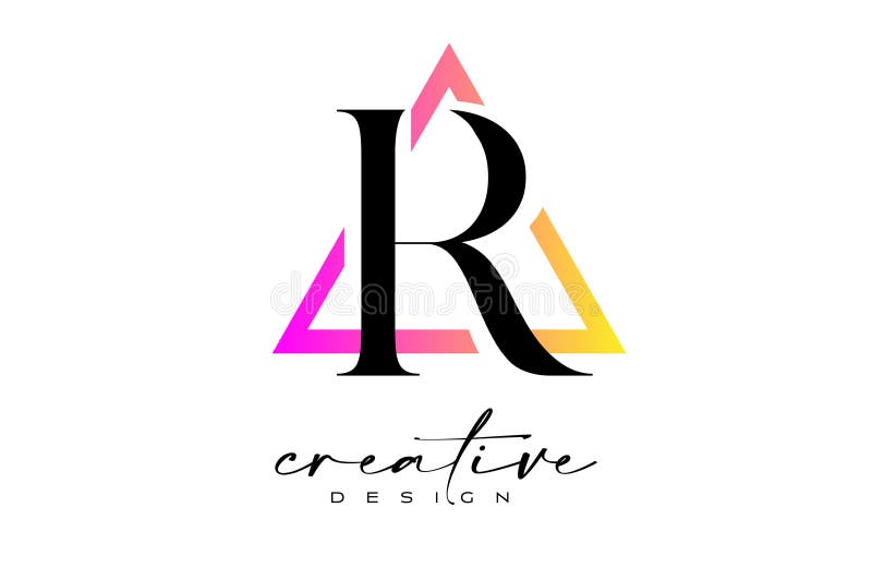 Letter R Logo Inside a Triangle with Creative Cut Design Stock Vector ...