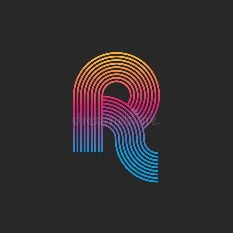 Letter R Logo Monogram Creative Linear Design, Trendy Rainbow Gradient ...
