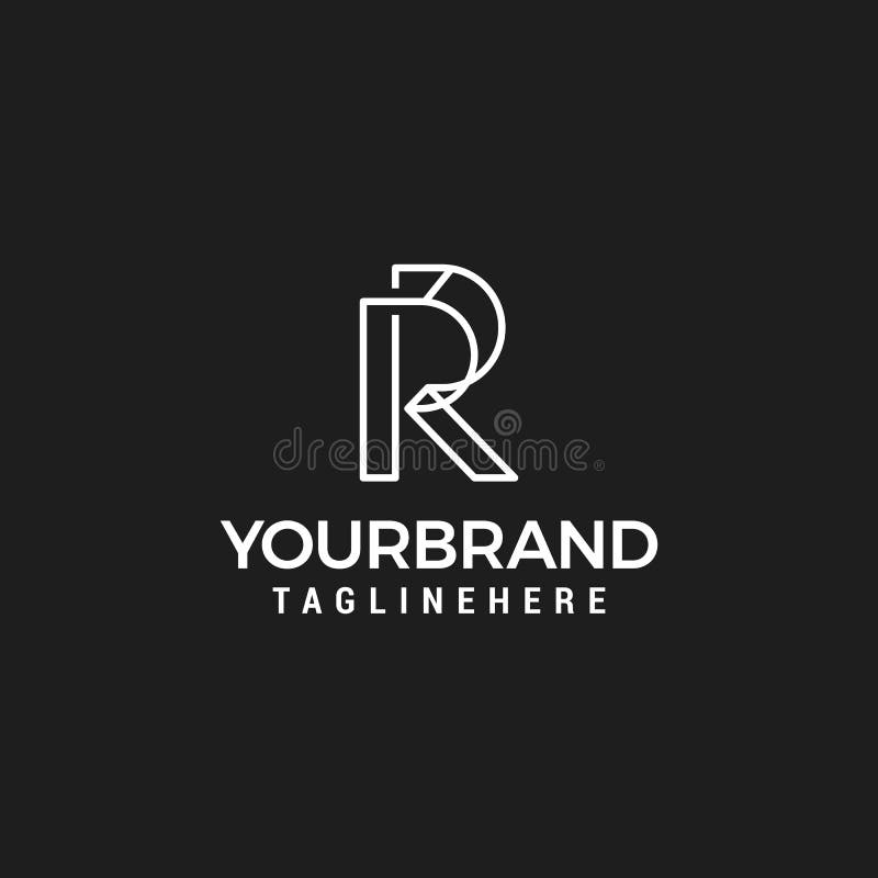 Letter R Logo Monogram Mockup Hipster Black and White Design Element ...