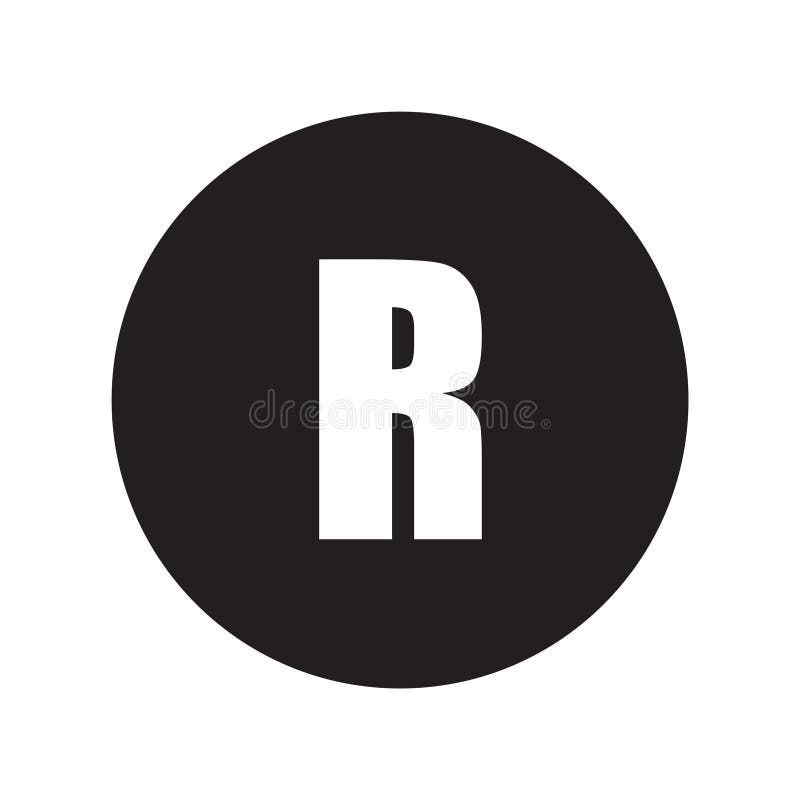 Letter R Logo Symbol in Black Circle. Stock Vector - Illustration of ...