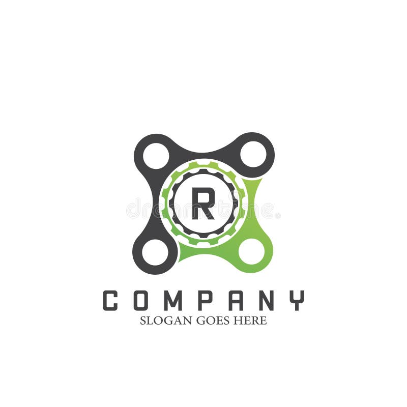 Letter R Logo, Technology and Industrial Service Concept Gear and ...