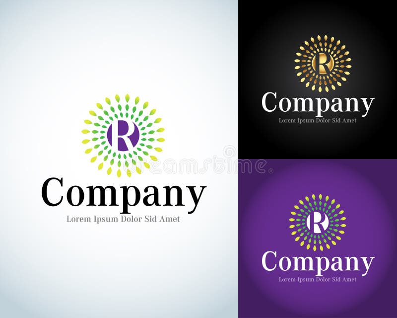 Letter R Logo Template. R Letter Design Vector with Rays.Type ...