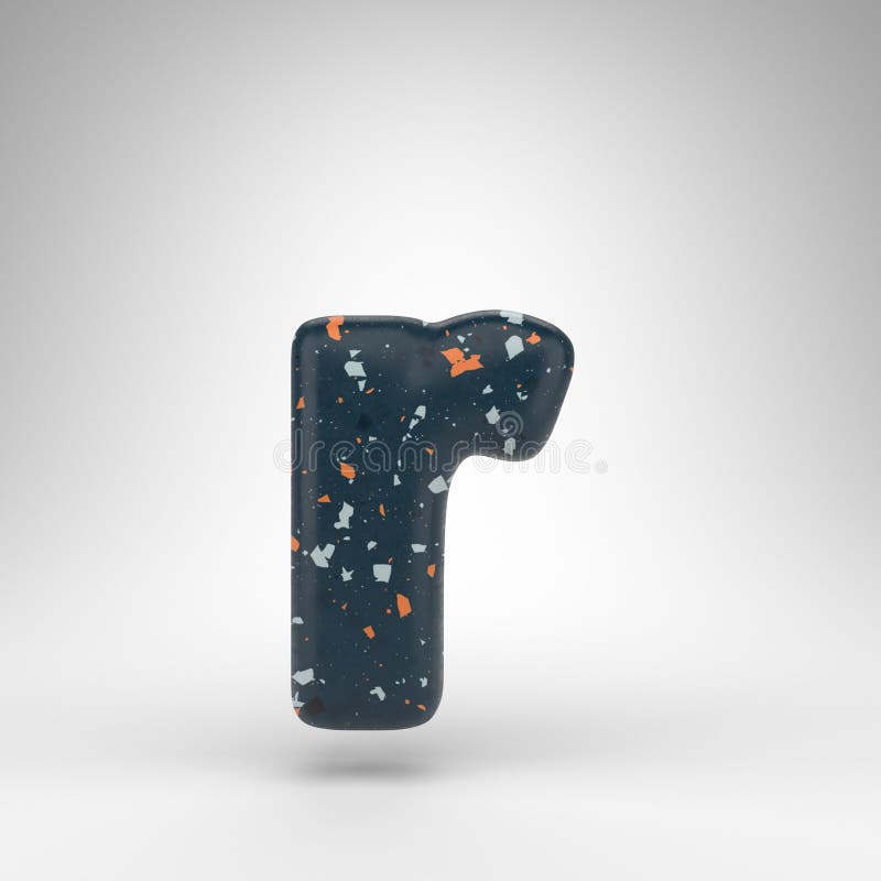 Letter R Lowercase on White Background. 3D Letter with Blue Terrazzo ...