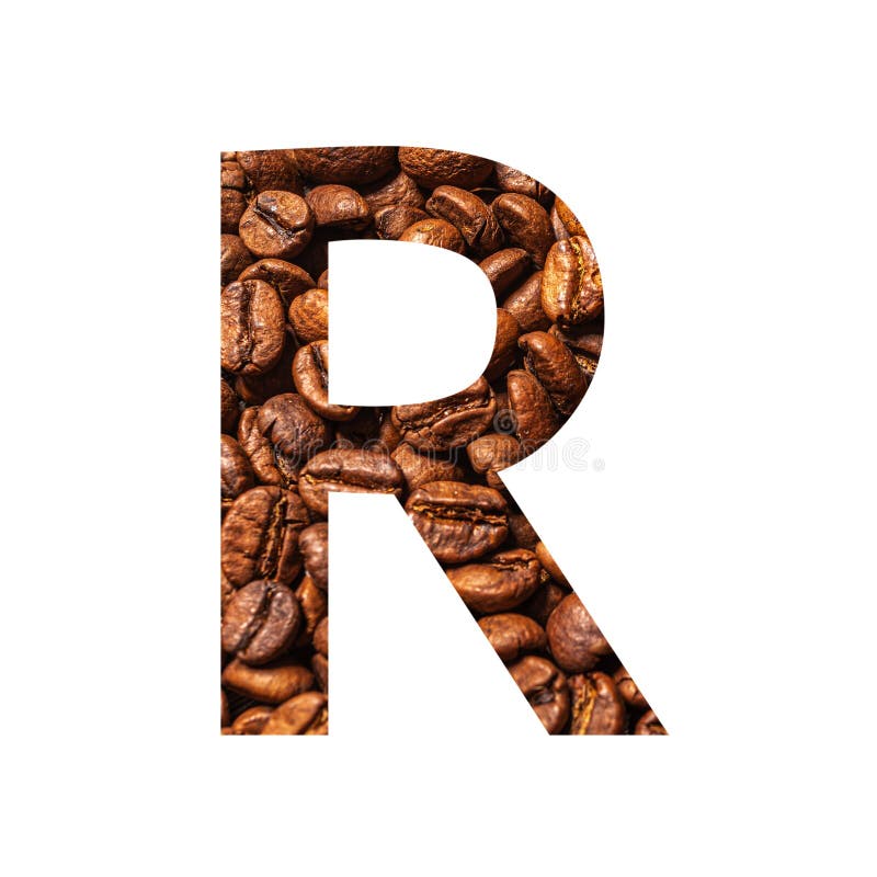 Letter R Made from Coffee Beans Isolated on White Background Stock ...