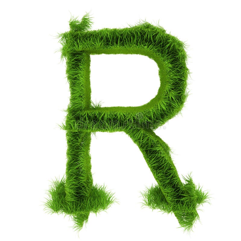 Letter R Made of Green Grass Isolated on White. 3d Rendering Stock ...