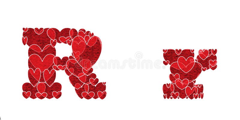 Letter R made from hearts stock illustration. Illustration of romantic ...