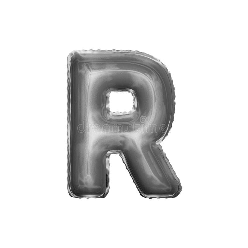 Letter R Made of Silver Inflatable Balloon Isolated on White Background ...