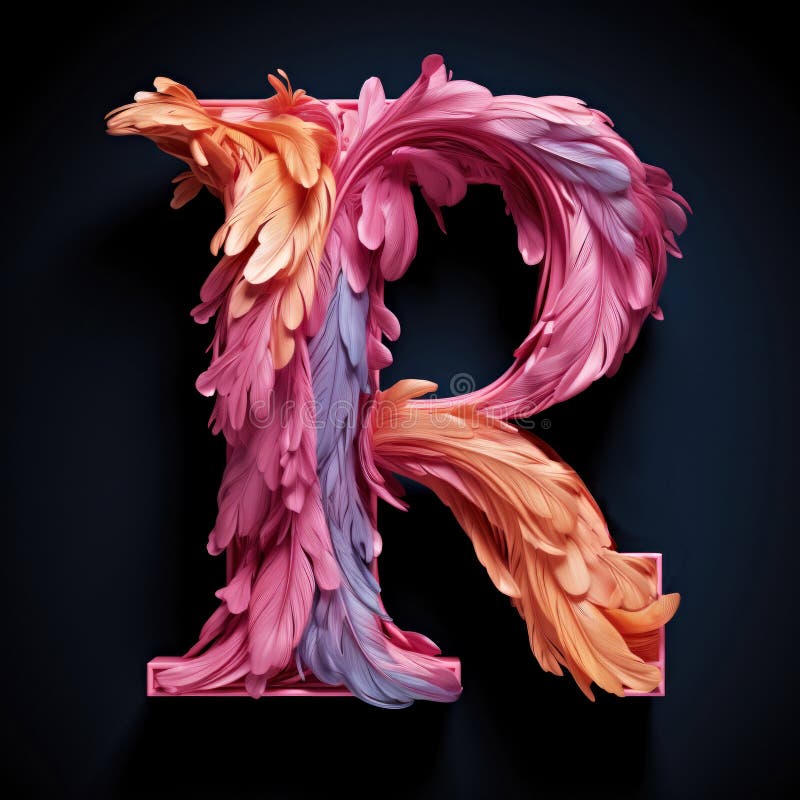 The Letter R is Made Up of Multicolored Feathers Stock Photo - Image of ...