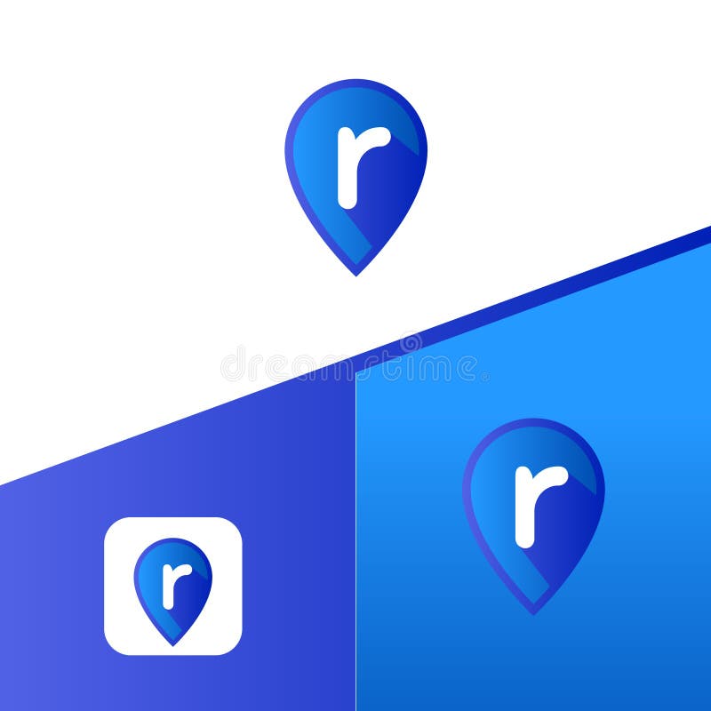 Letter R with Map Pointer Icon or Logo Design Template Elements Stock ...