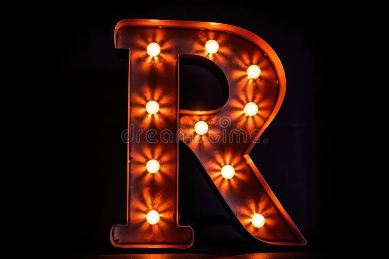 Letter R, Marquee Lights Style, on White Background Stock Illustration ...
