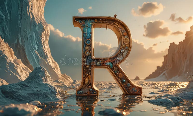 Letter R in the Middle Mountain Stock Illustration - Illustration of ...