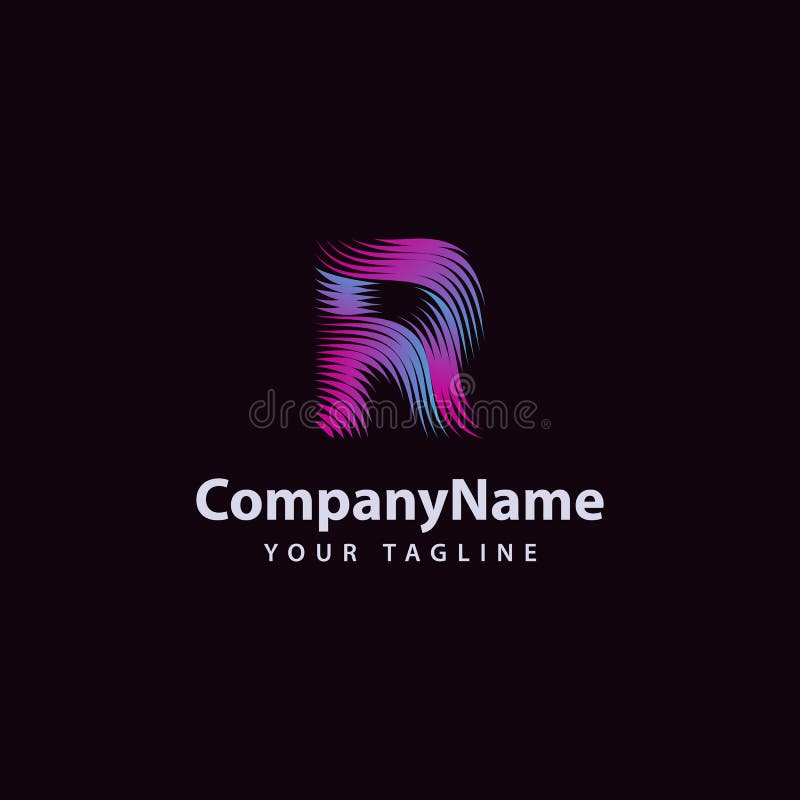 Letter R Modern Wave Line Logo Design Template Stock Vector ...