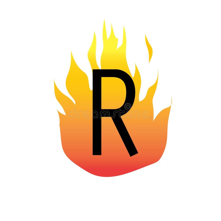 Letter R with Orange Flame Shape Illustration. Stock Illustration ...