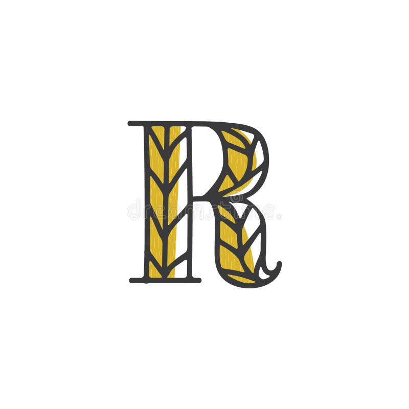 Letter R with Organic Grain Design. Vector Illustration Decorative ...