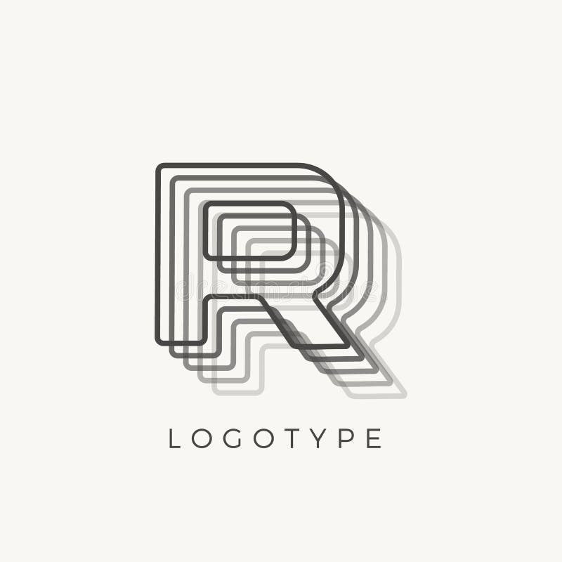 Letter R of Outline Stripes, Blend Effect Letter for Monogram and Logo ...