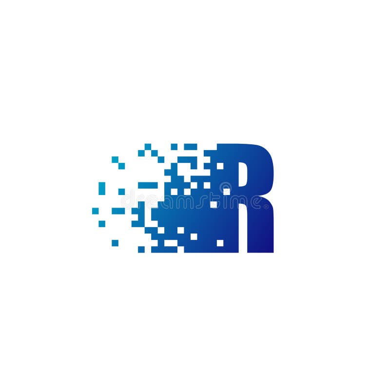 Letter R Logo with Pixel Symbol Stock Vector - Illustration of concept ...