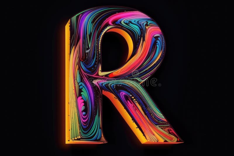 Letter R, Pop Art Style, on Black Background Stock Illustration ...