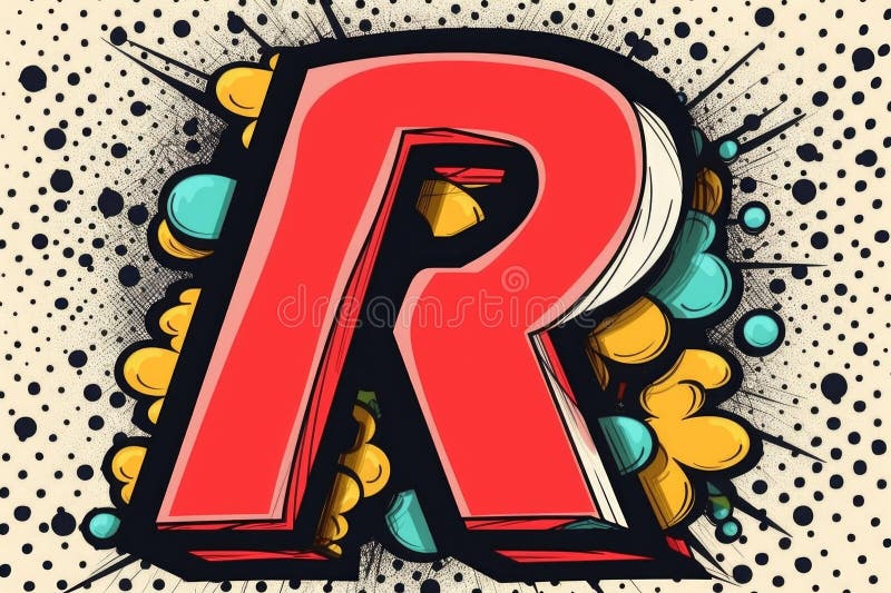 Letter R, Pop Art Style, on White Background Stock Illustration ...