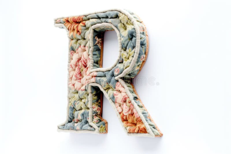 Letter R, Quilted, on White Background Stock Illustration ...