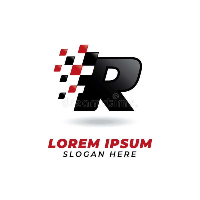 Letter R with Race Flag Icon Symbol Design Stock Vector - Illustration ...