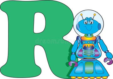 Letter R with a Robot stock vector. Illustration of font - 13152478