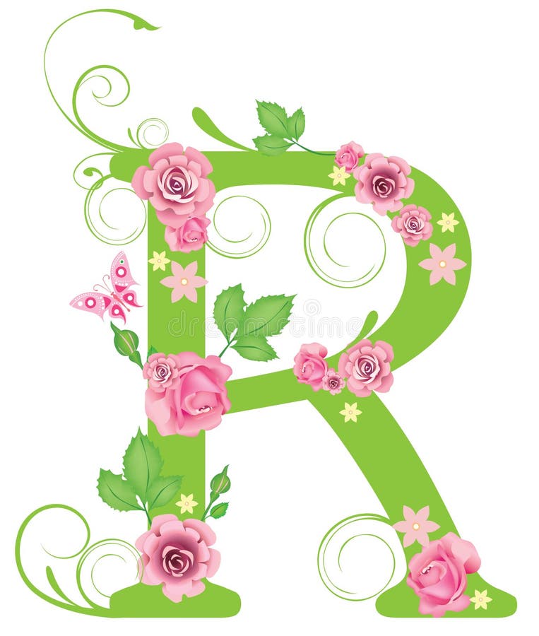 Letter R with roses stock vector. Illustration of alphabet - 7967447