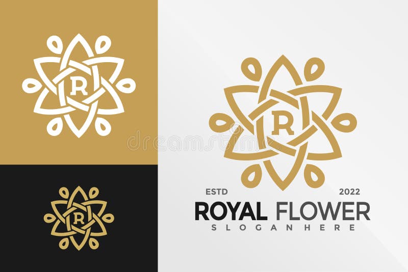 Letter R Royal Flower Logo Design Vector Illustration Template Stock ...