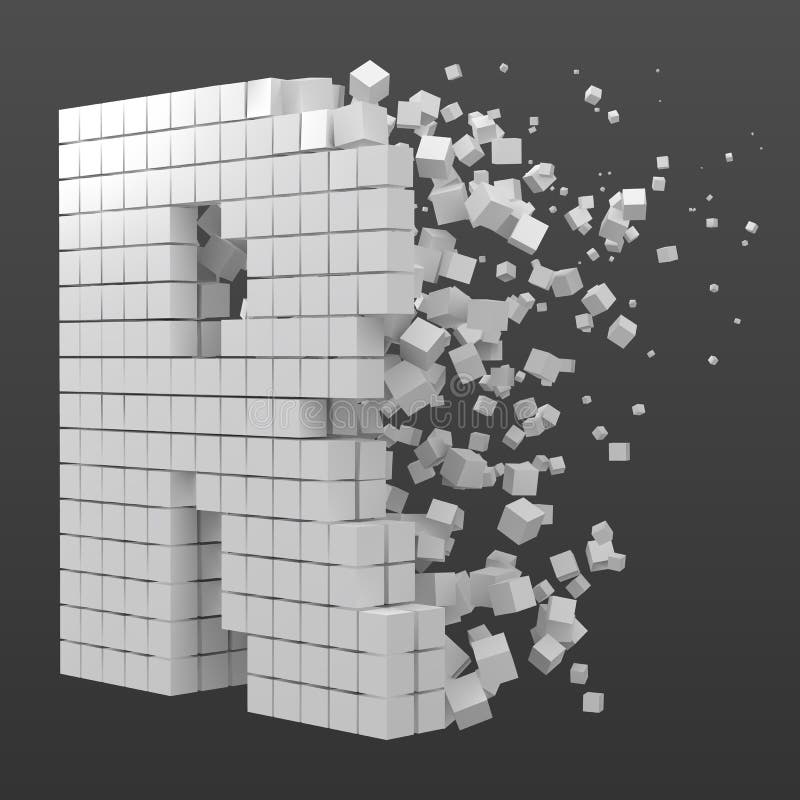 Letter R Shaped Data Block. Version with White Cubes Stock Vector ...