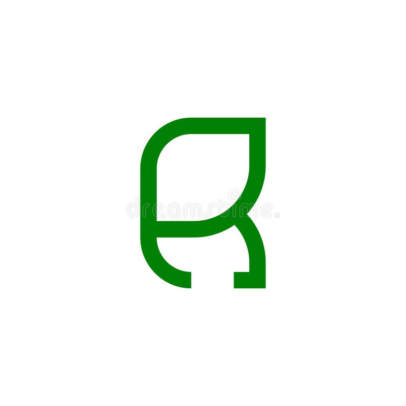 Letter R Simple Geometric Green Leaf Logo Vector Stock Vector ...