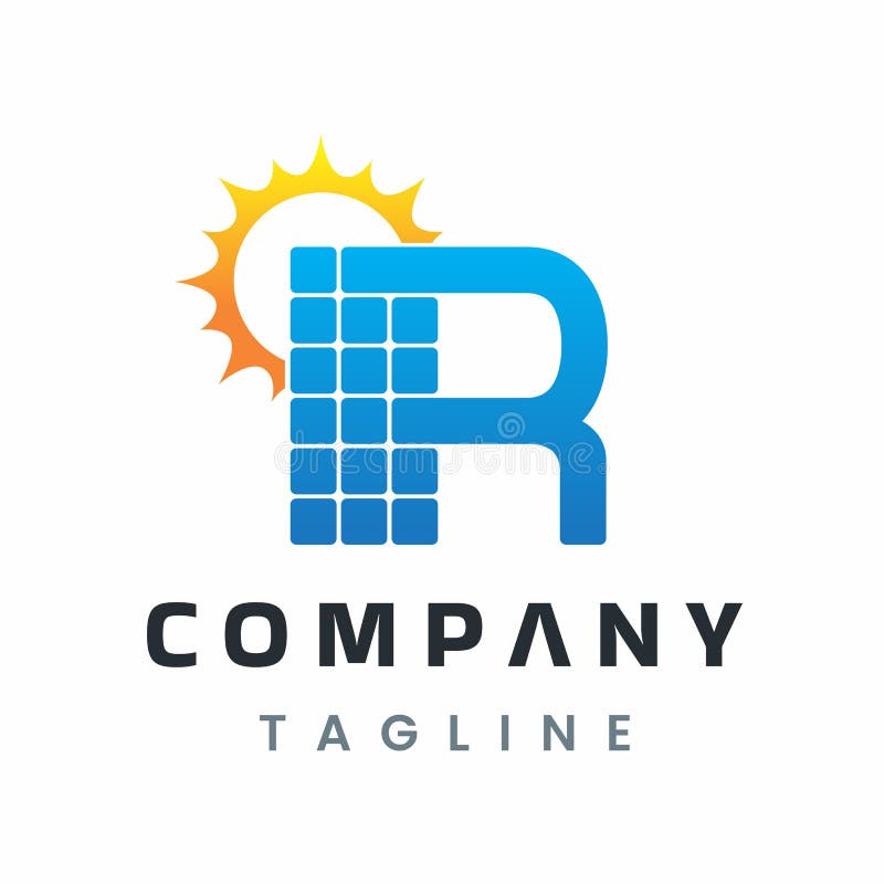 Letter R Solar Energy Logo, Solar Power Panel Design Stock Vector ...