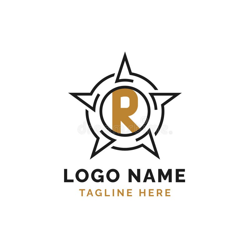 Letter R Star Logo Design. Alphabet R Logo with Star Stock Vector ...